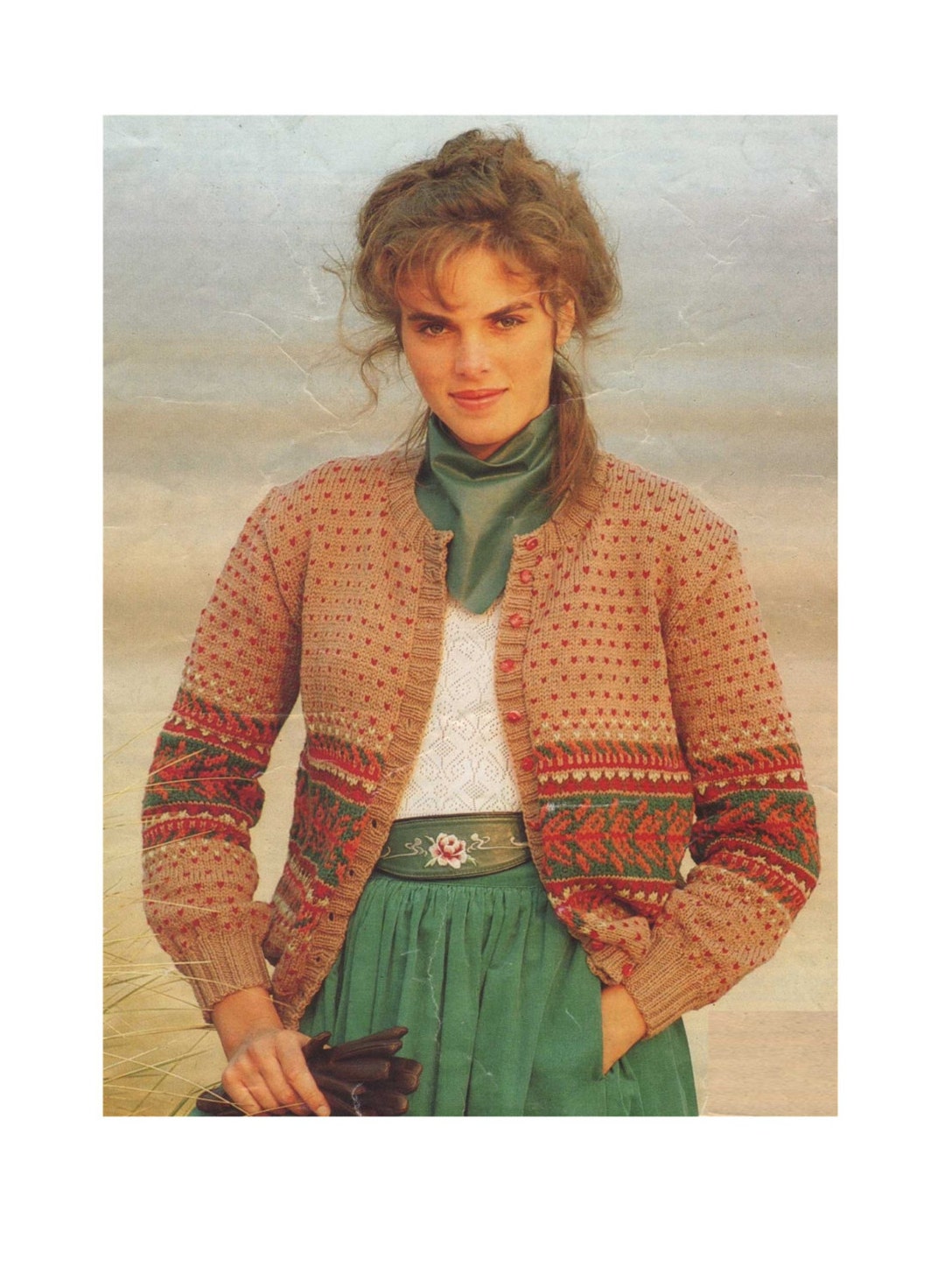 Womens Fair Isle Cardigan Knitting Pattern PDF – Vintage Design (32-38 ...