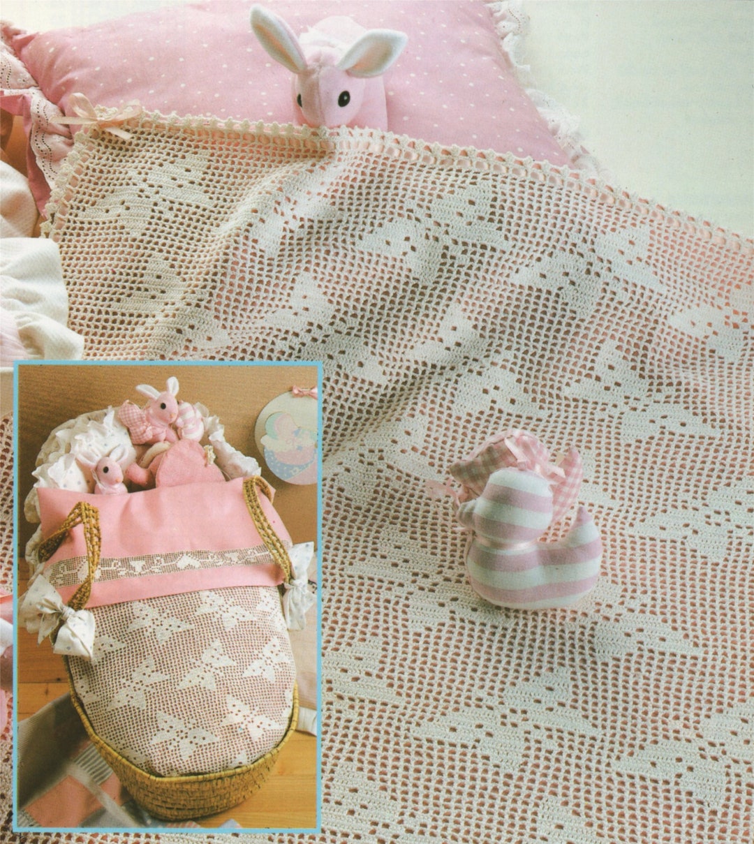 Babies Cot Coverlet Crochet Pattern PDF Baby Boys or Girls Butterfly ...