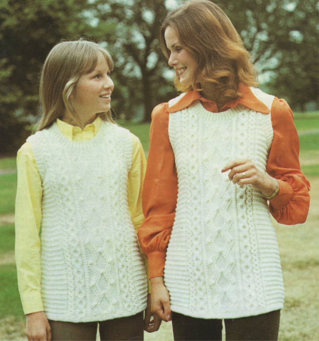 Aran Tunic Pullover Knitting Pattern PDF Ladies and Girls 30, 32, 34 ...