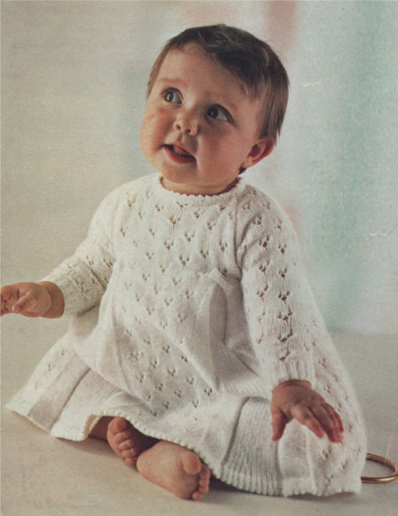Baby Girls Dress Knitting Pattern PDF Babies 19, 20 and 21 Inch Chest ...