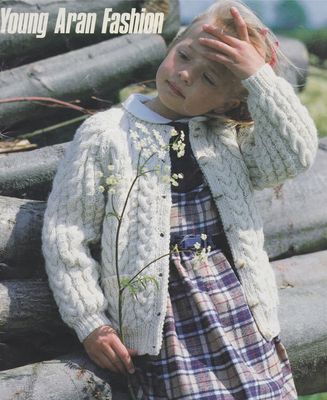 Girls Aran Round Neck Cardigan Knitting Pattern PDF With Cable Stitch ...