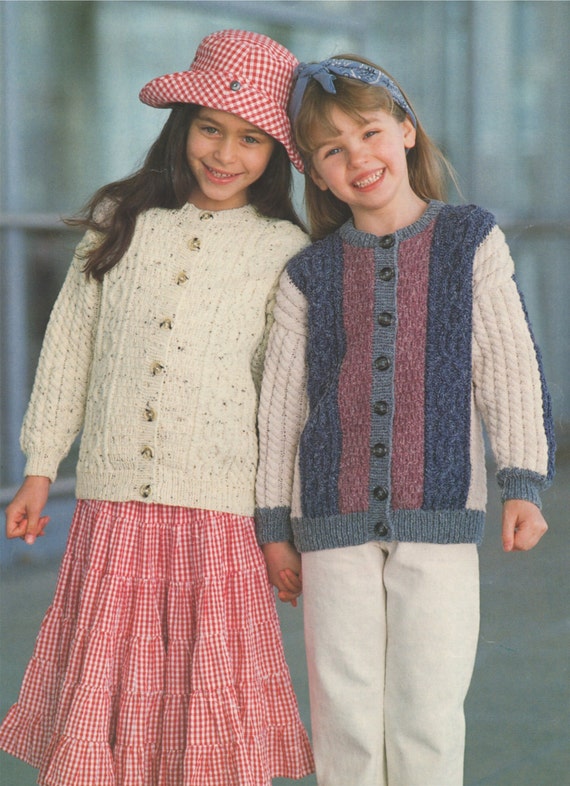 Girls Cardigan Knitting Pattern PDF Childrens 20 22 24 26 - Etsy