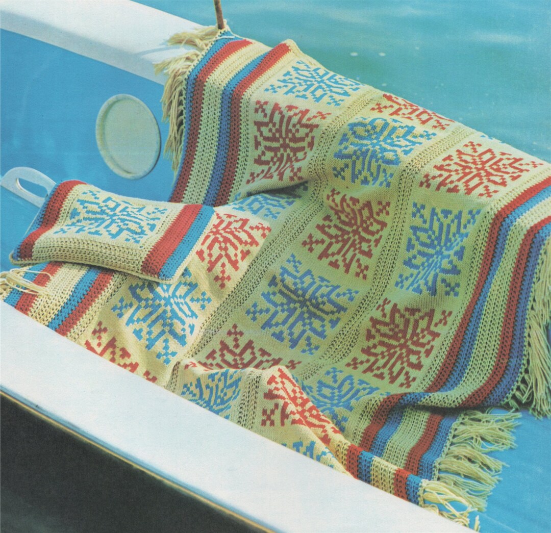 Fair Isle Throw Knitting Pattern PDF With Crochted Edge, Fair Isle ...