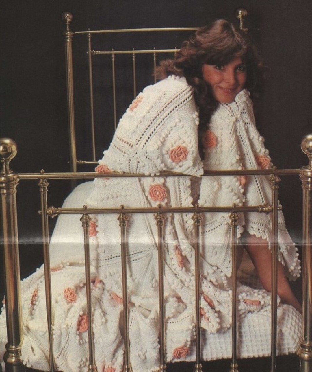 Bedspread Knitting Pattern With Crochet Flowers : Throw, Afghan ...