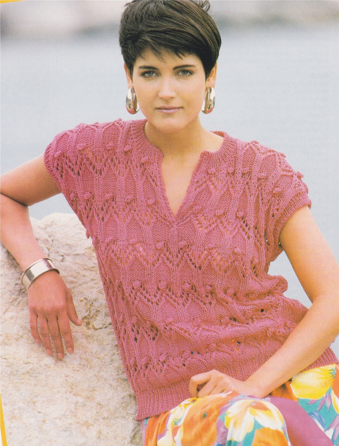 Womens Lacy Sweater Top Knitting Pattern PDF Ladies 30 - 32 and 34 - 36 ...