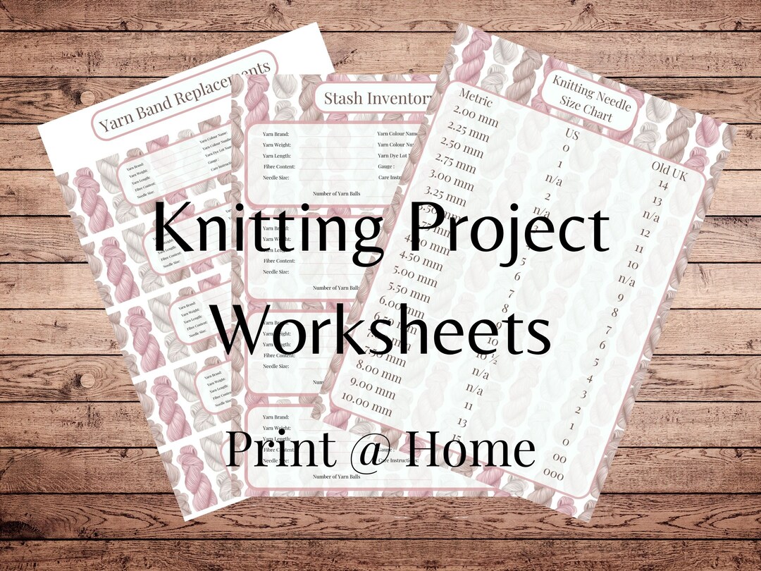 Printable Knitting Project Worksheets to Print at Home, Yarn Themed ...