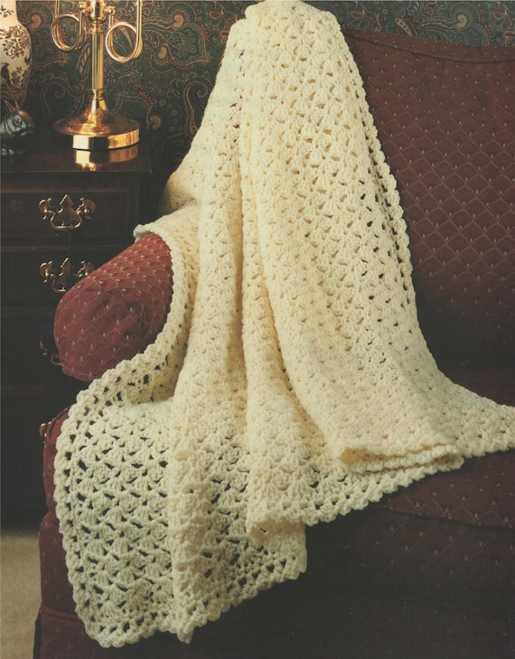 Throw Crochet Pattern PDF Bed Cover Blanket Afghan Worsted | Etsy