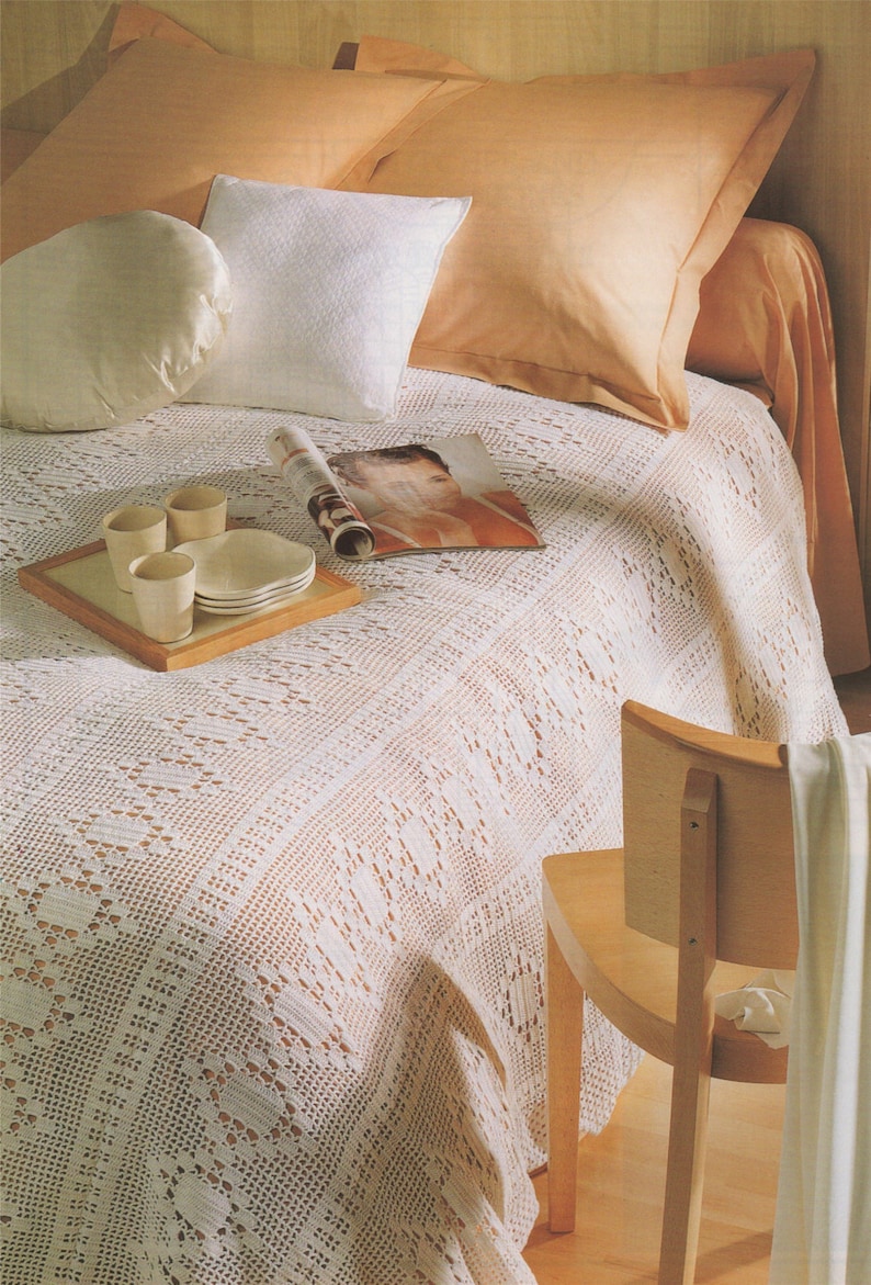 Bedspread Crochet Pattern PDF Bed Cover Afghan Blanket - Etsy