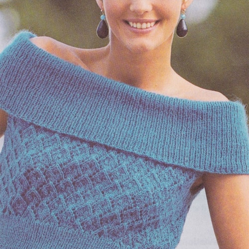 Womens off the Shoulder Sweater and Skirt Knitting Pattern PDF - Etsy UK