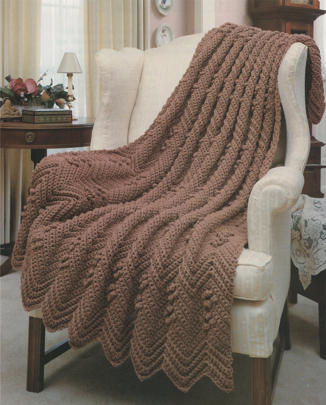 Throw Crochet Pattern PDF, Bed Cover, Blanket, Afghan, Worsted Weight ...