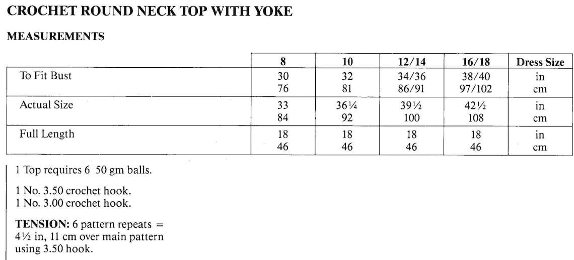 Womens Top Crochet Pattern PDF in 2 Designs Ladies 30, 32, 34, 36, 38 ...