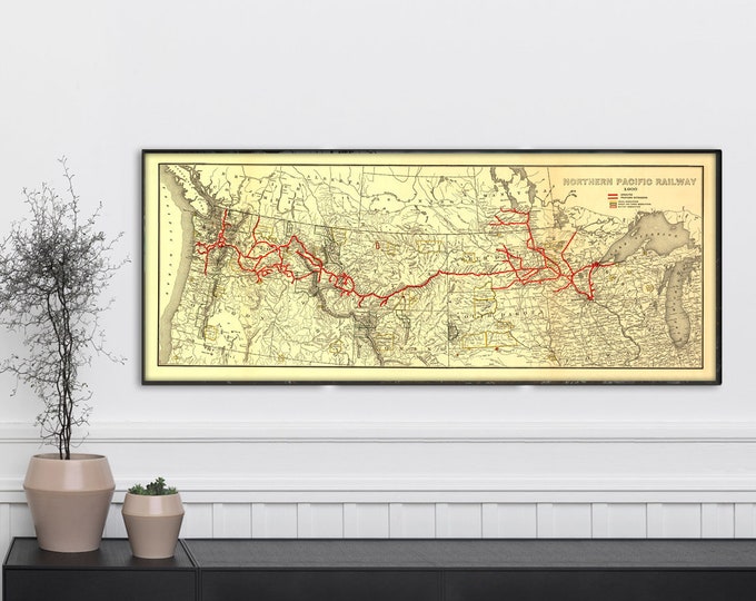 Old Map of Northern Pacific Railways Map, Vintage Rail Road Map ...