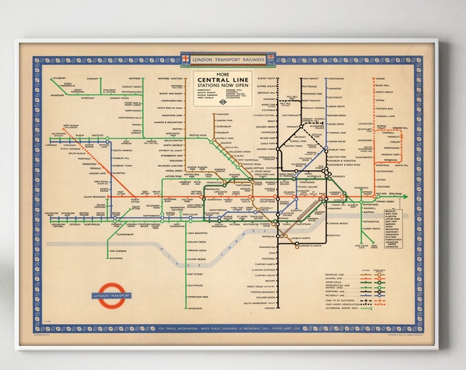 Old Map of London Underground System, Vintage Underground Map, Antique ...