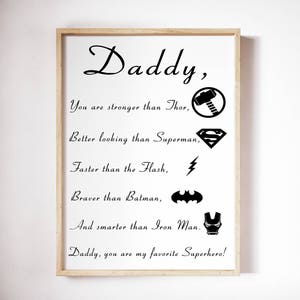 Dad Fathers Day Gift Superhero Dad Poster Dad Superhero Print Dad You ...