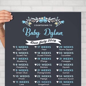 Baby Boy Countdown, Baby Countdown Week by Week With Fruits, Baby ...