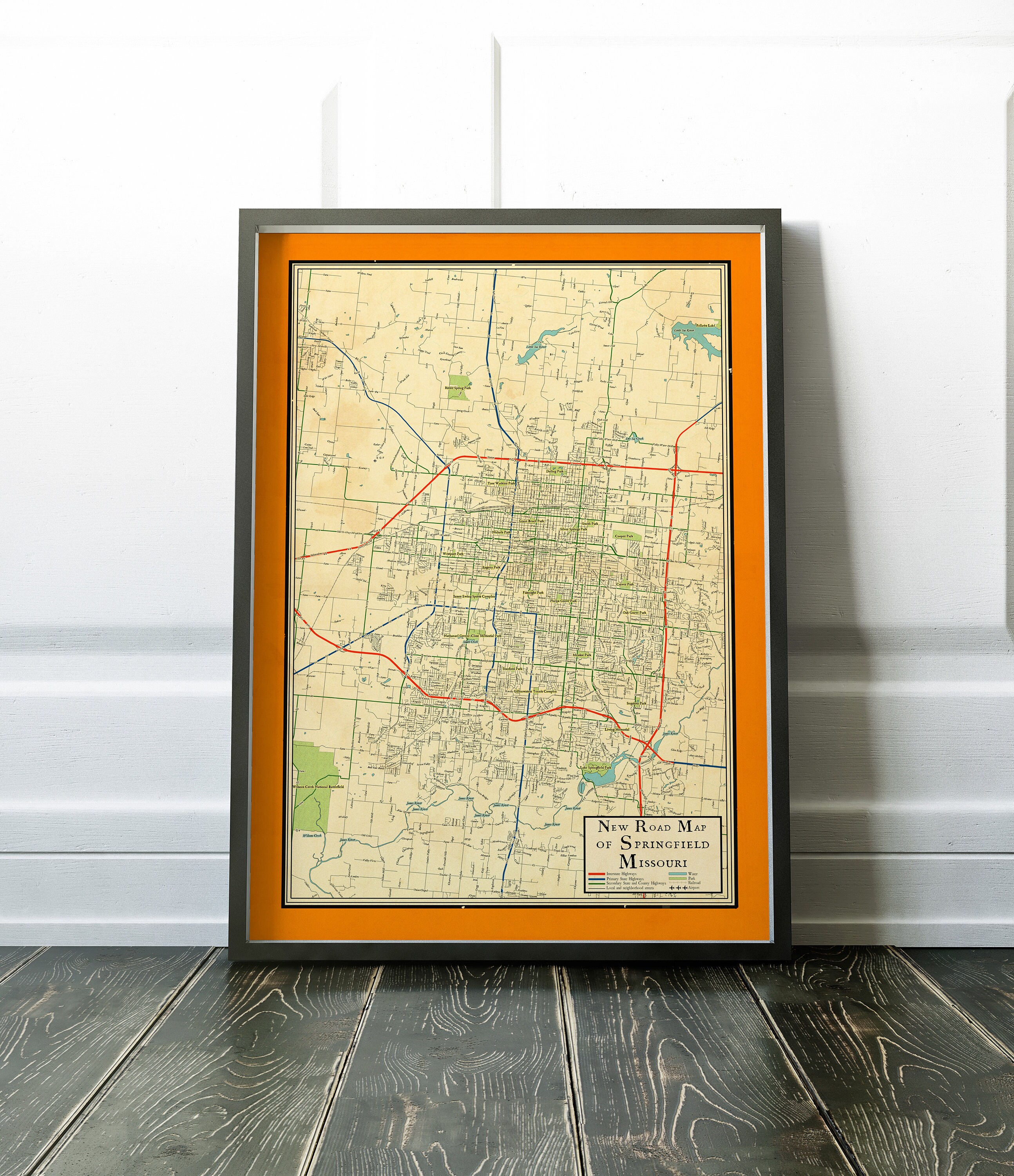 Map of Springfield, Missouri, Vintage Design Map of Springfield ...