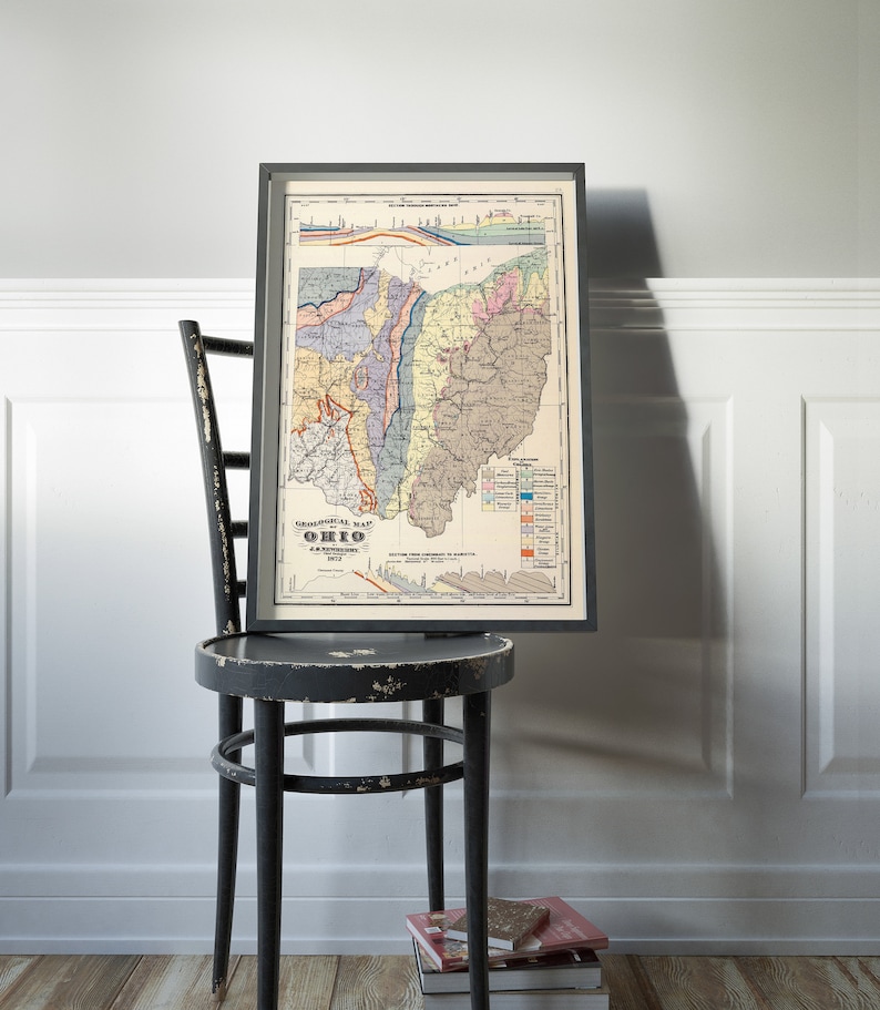 Geological Map of Ohio Vintage Map Made in 1872 Ohio - Etsy