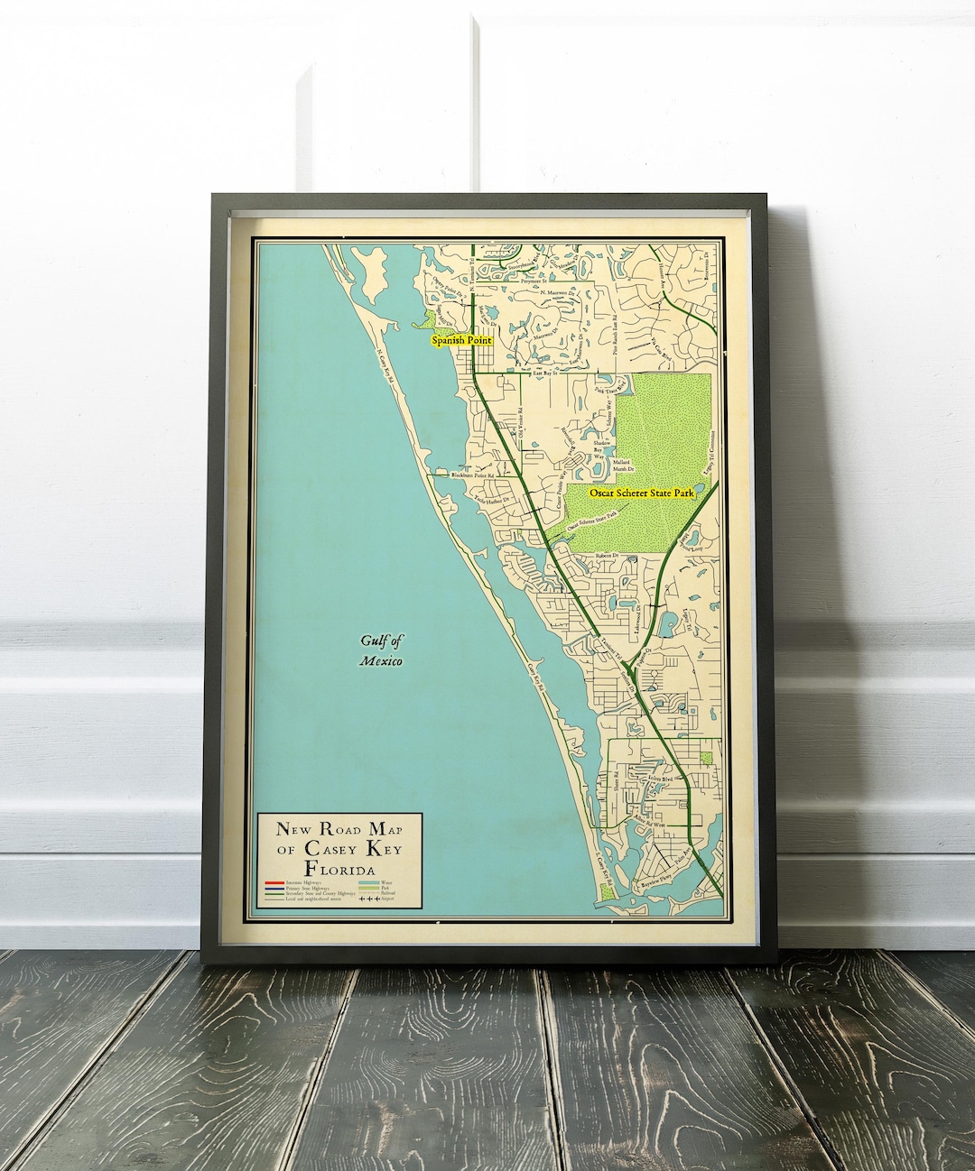 Vintage Retro Design Map of Casey Key, Florida, Vintage Looking Map ...