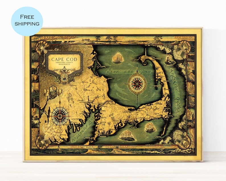 Old Map of Cape Cod 1931 Antique Map of Cape Cod Retro Map - Etsy