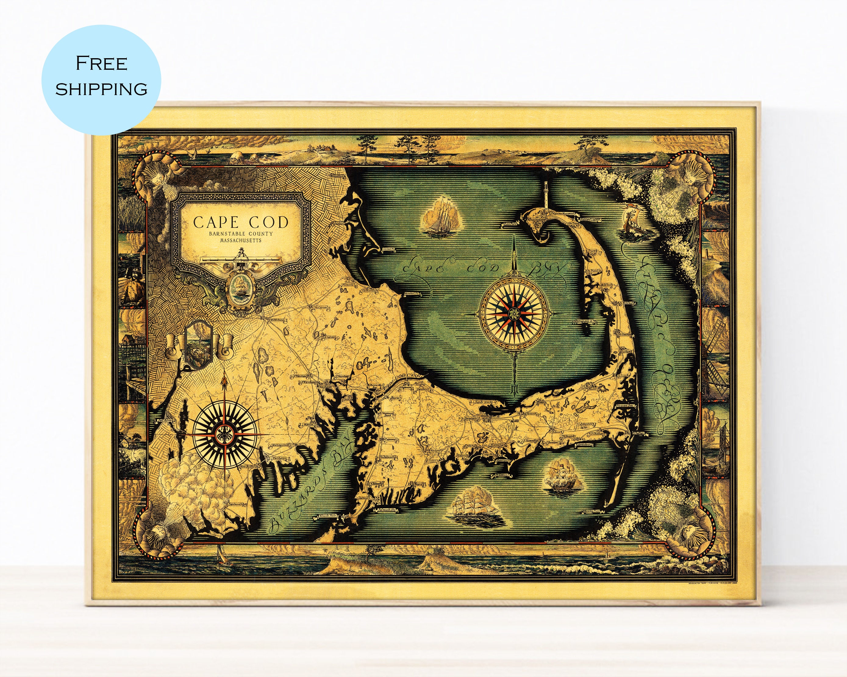 Old Map of Cape Cod 1931 Antique Map of Cape Cod Retro Map - Etsy