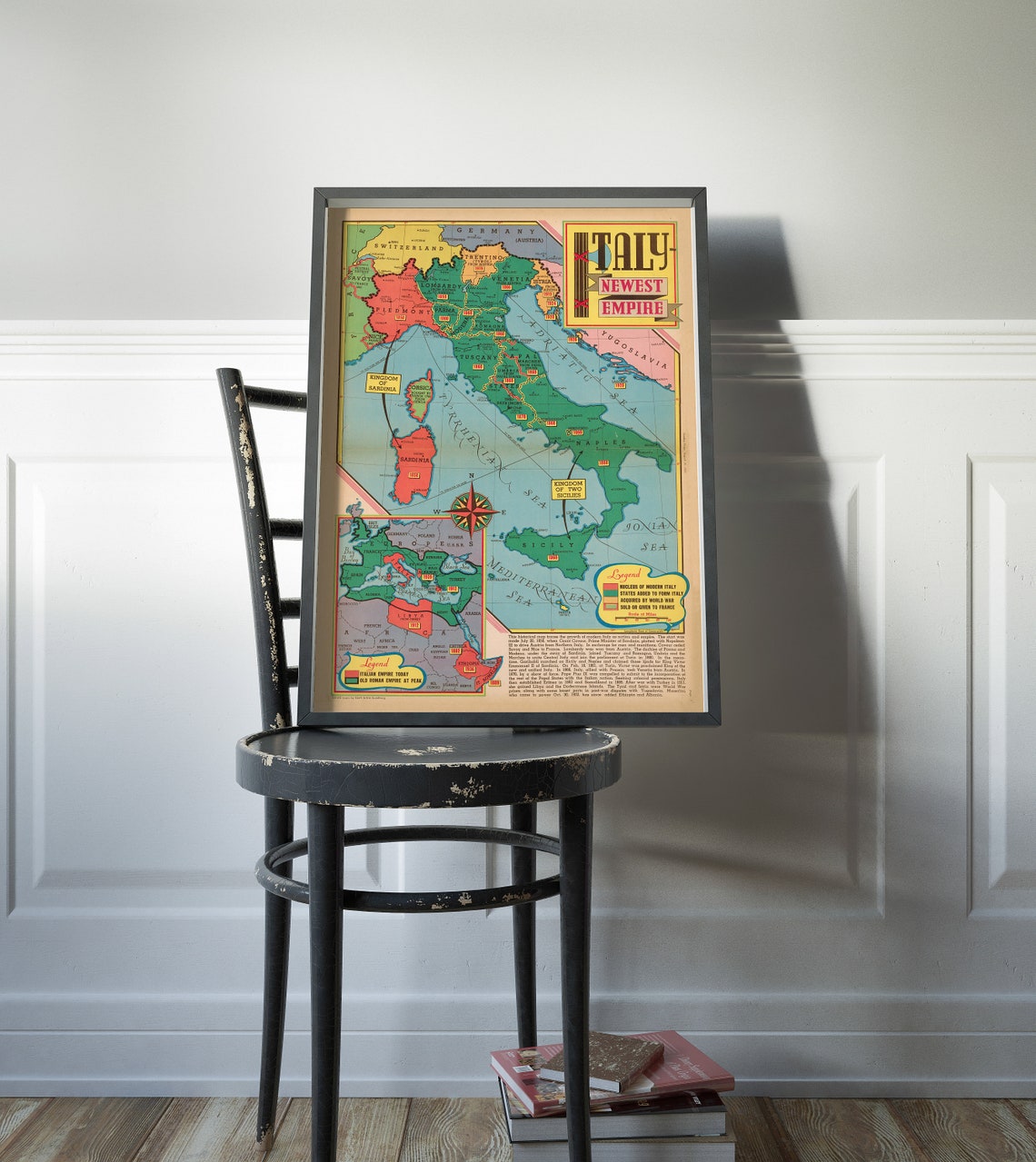 Old Map of Italy, 1939 Antique Map of Italy, Old World Map, Italia Gift ...