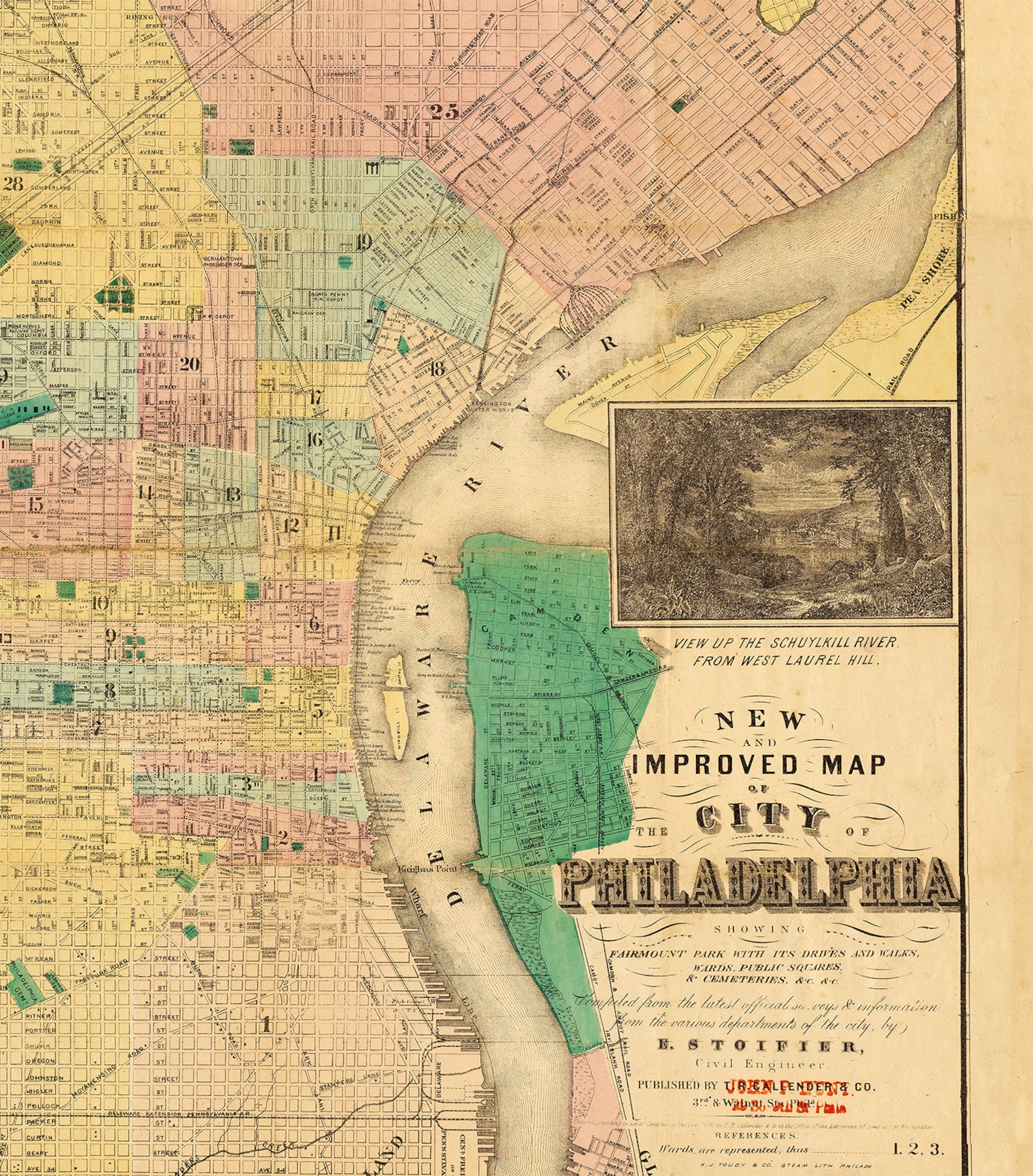 Philadelphia Vintage Map Old Philadelphia Map 1876 Antique - Etsy