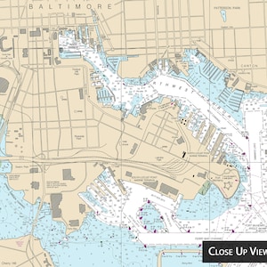 Baltimore Harbor Nautical Chart Map, Patapsco River, Available as a ...
