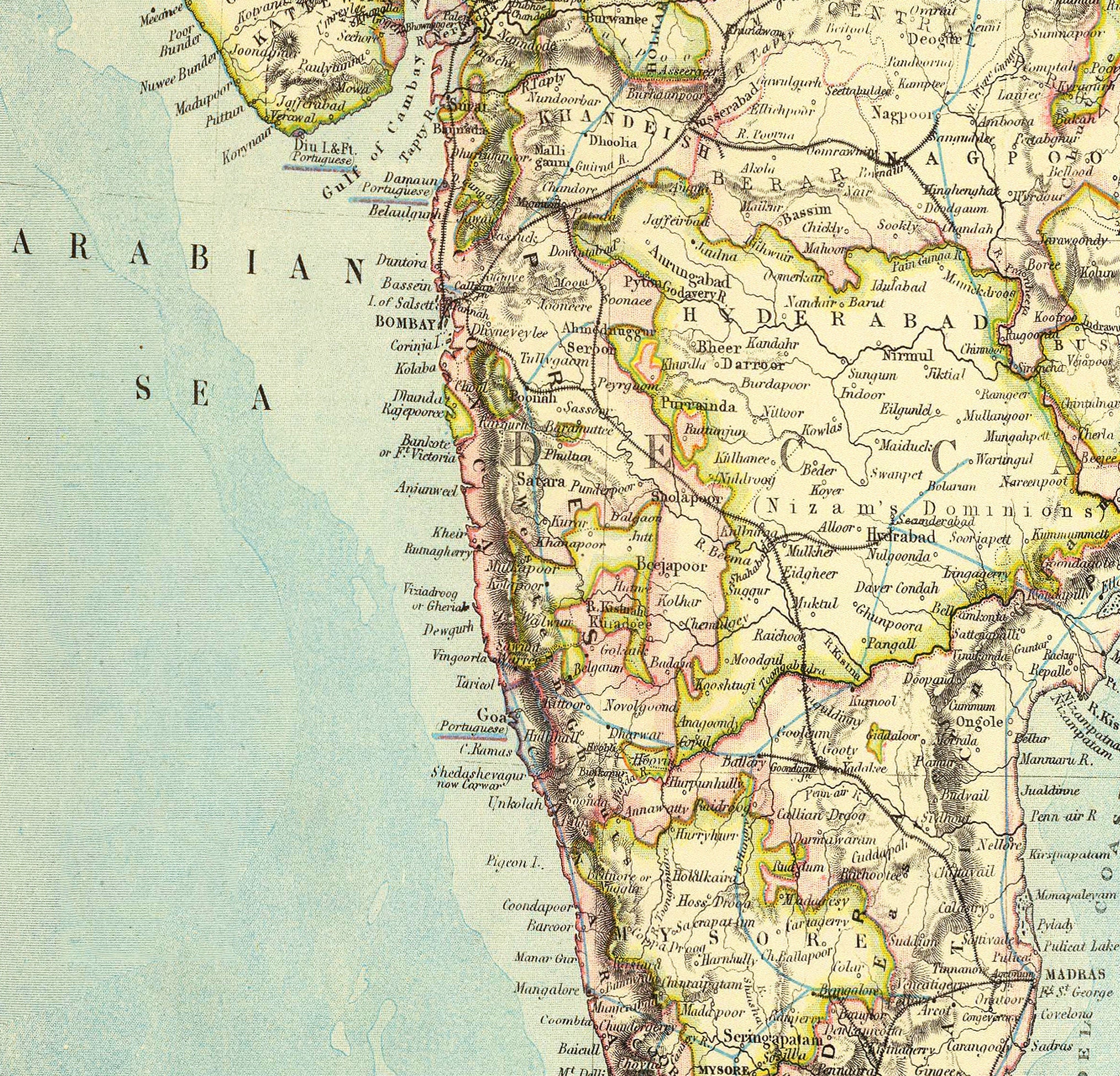 Colonial Map of India 1883 Antique Map of India Published in - Etsy UK