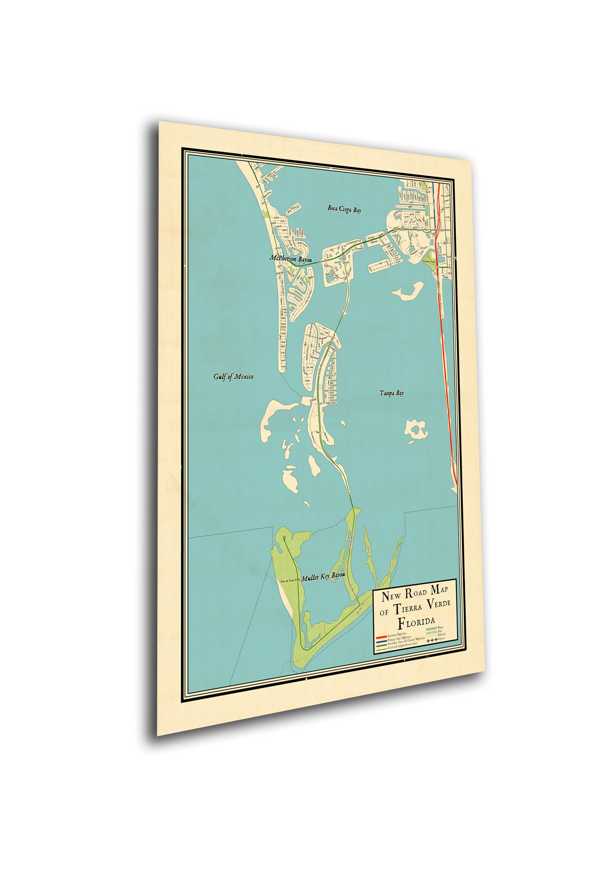 Vintage Retro Design Map of Tierra Verde, Florida Vintage Looking Map ...