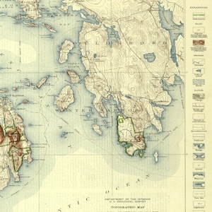 Old Map of Acadia National Park Published in 1931, Vintage Map, Antique ...