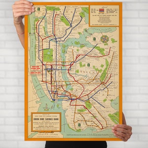 Old Map of New York City Subway System, 1954 Vintage Subway Map ...