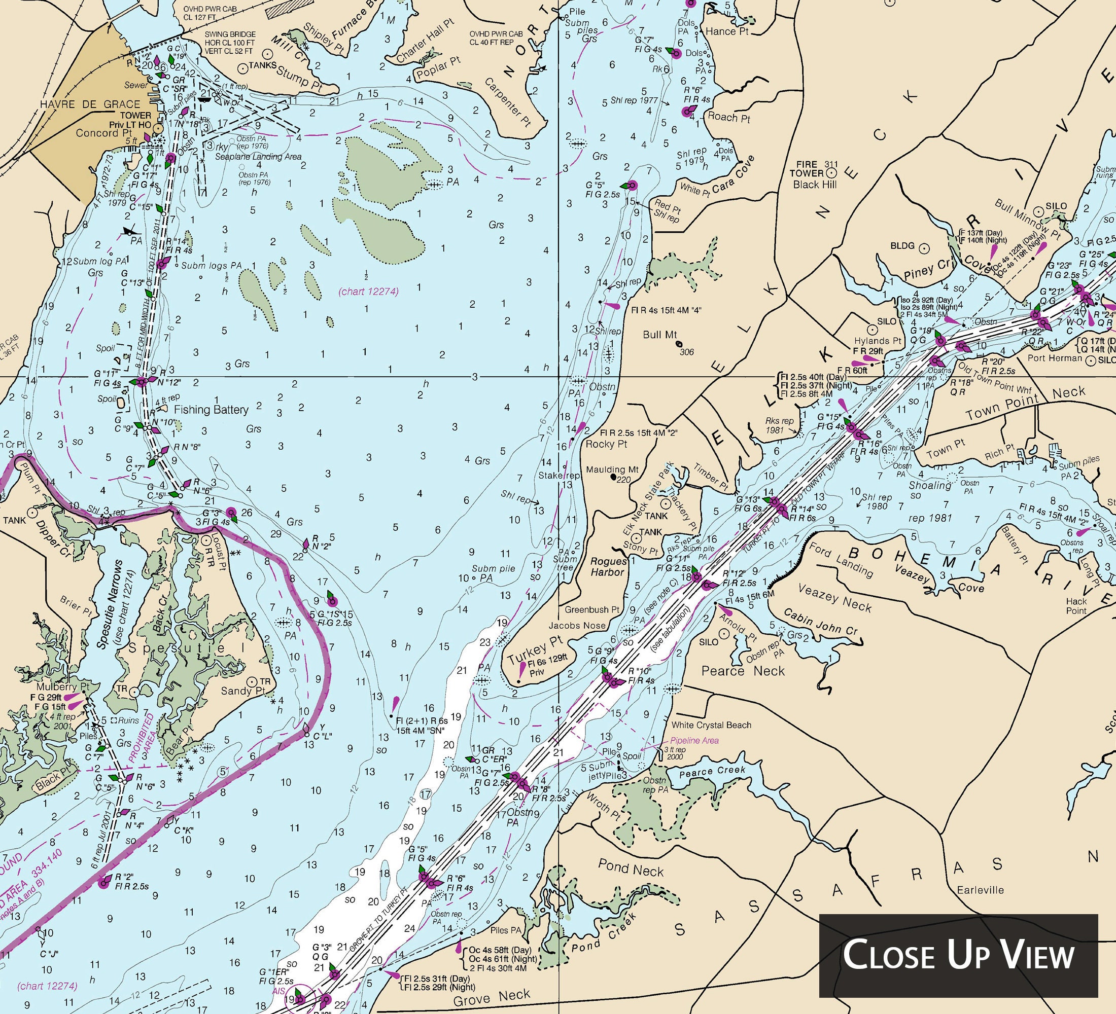 Chesapeake Bay Nautical Chart Map Sandy Point to Susquehanna - Etsy