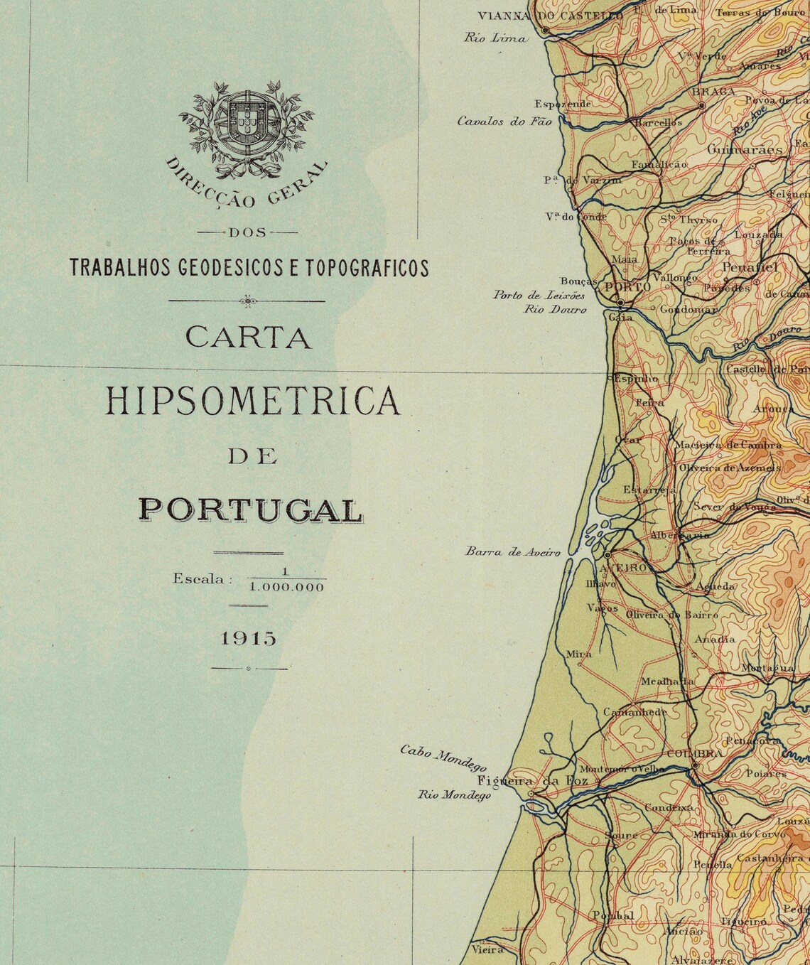 Old Map of Portugal 1915 vintage Portugal map antique map of | Etsy