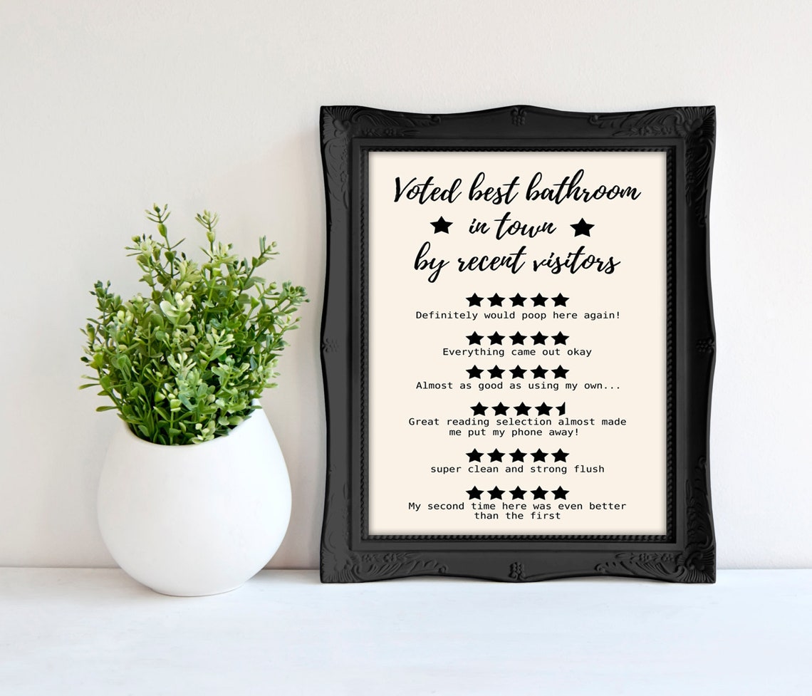 Bathroom Reviews Poster, Funny Bathroom Print, Funny Bathroom Signs ...