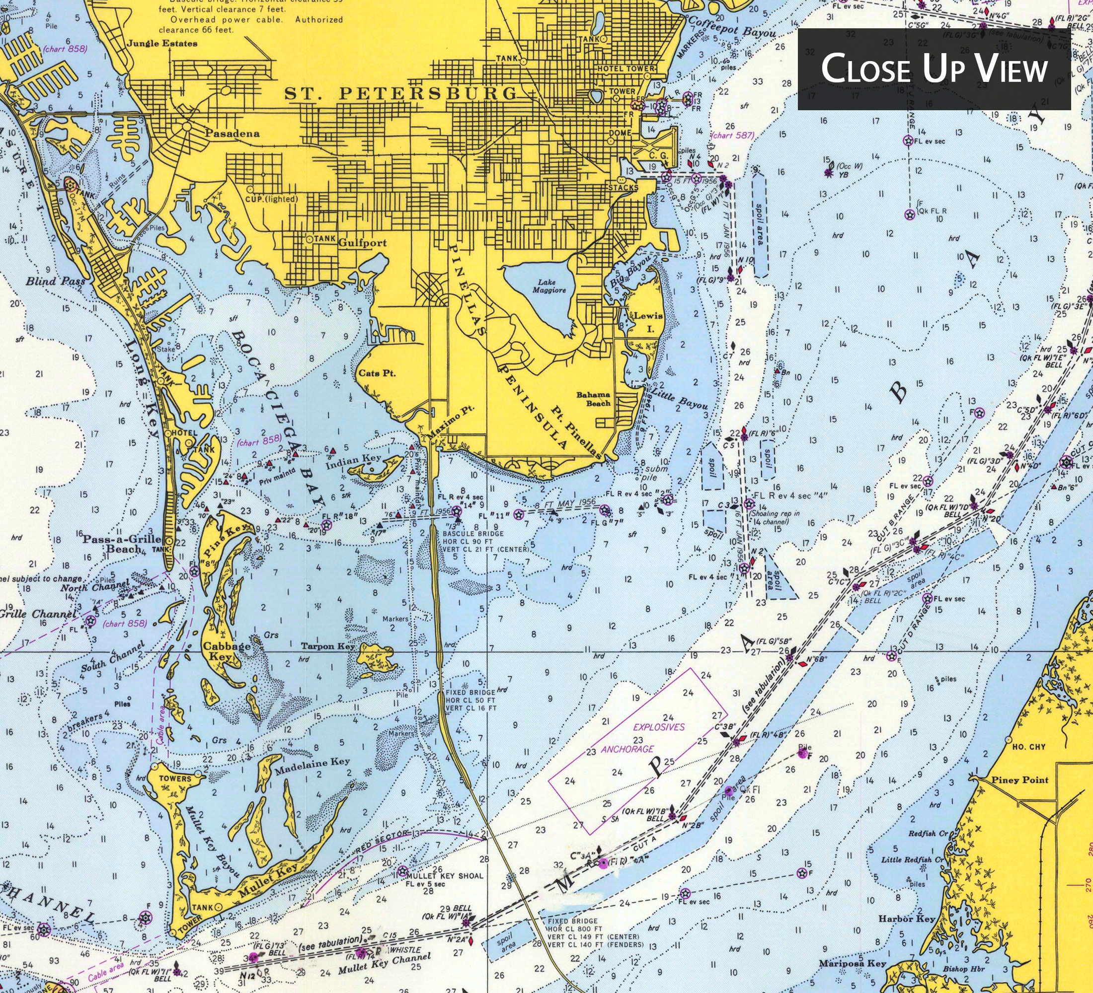 1958 Tampa Bay Nautical Chart Map Saint Joseph Sound St. - Etsy