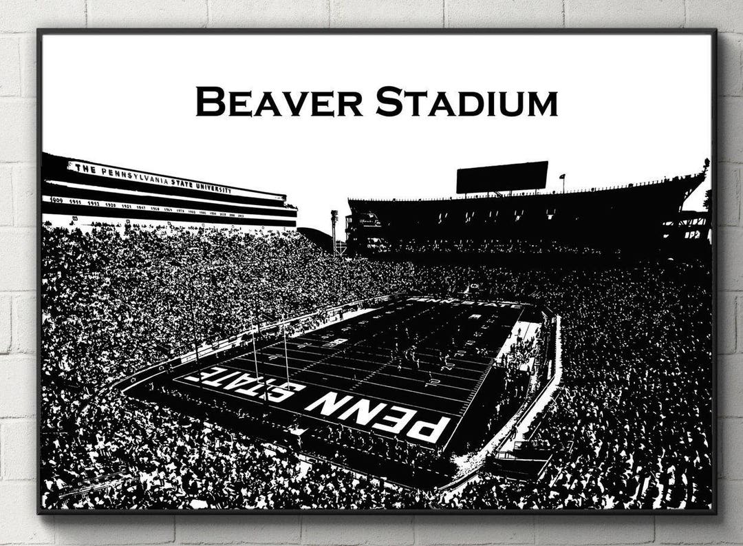 Black and White Beaver Stadium Poster Penn State Nittany Lions Football ...