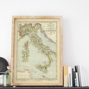Old Map of Italy, 1883 Antique Map of Italy, Old World Map, Italia Gift ...