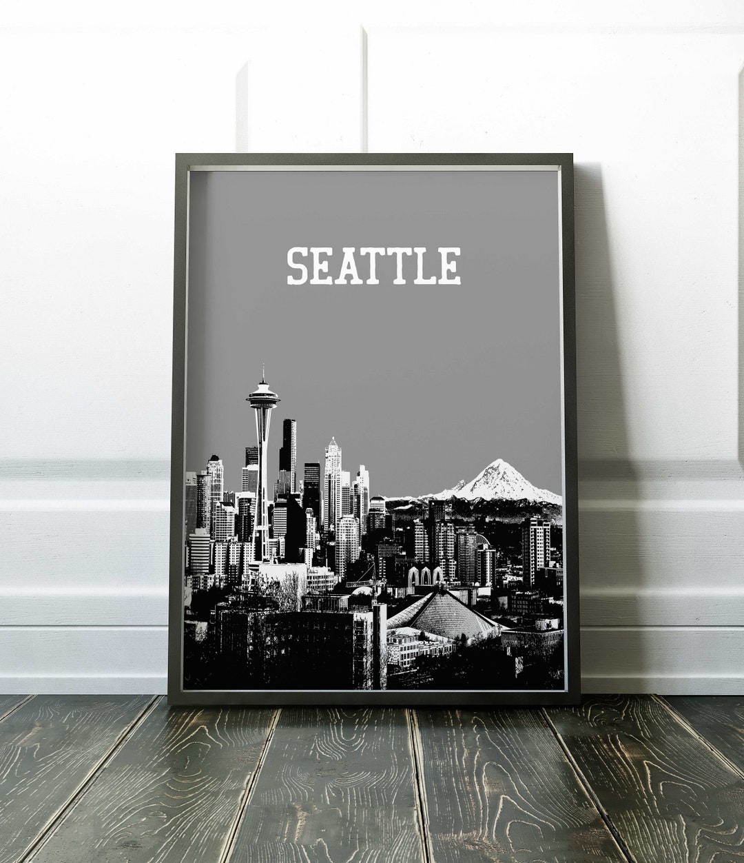 Seattle Skyline Poster, Seattle Art Seattle Skyline View Poster Seattle ...