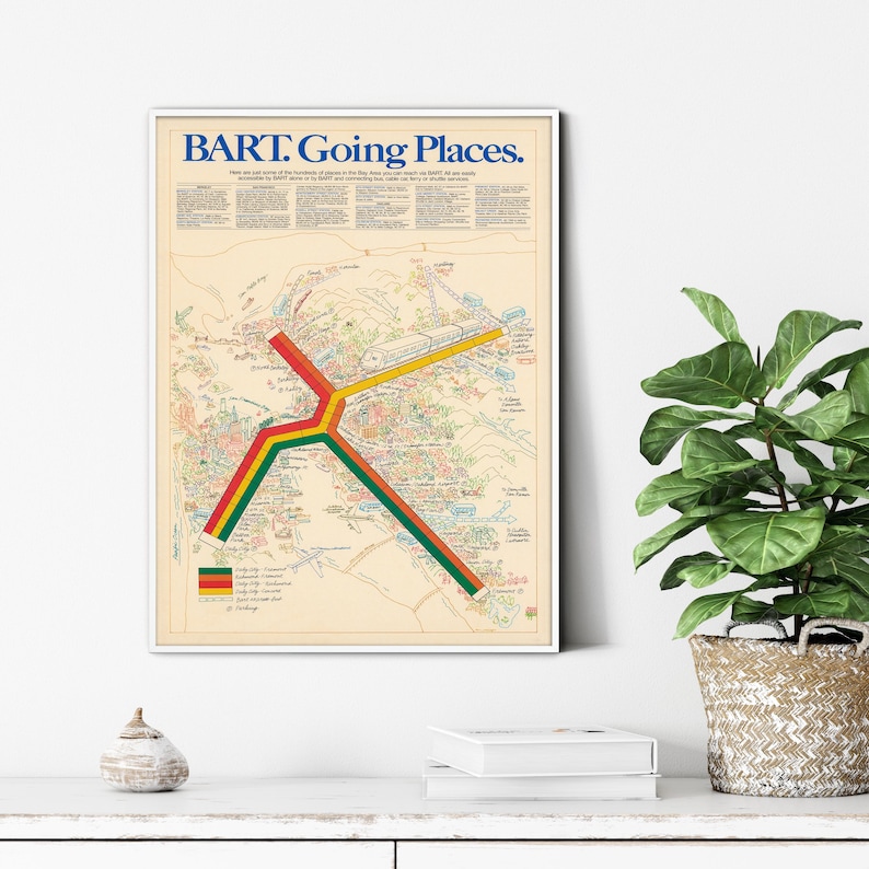 Map of the Bart System, 1982 Vintage Map, Antique Map Subway, San ...