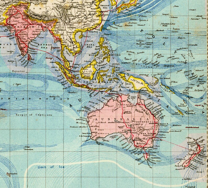 Old Map of the World 1883 Vintage World Map Antique Map - Etsy Australia