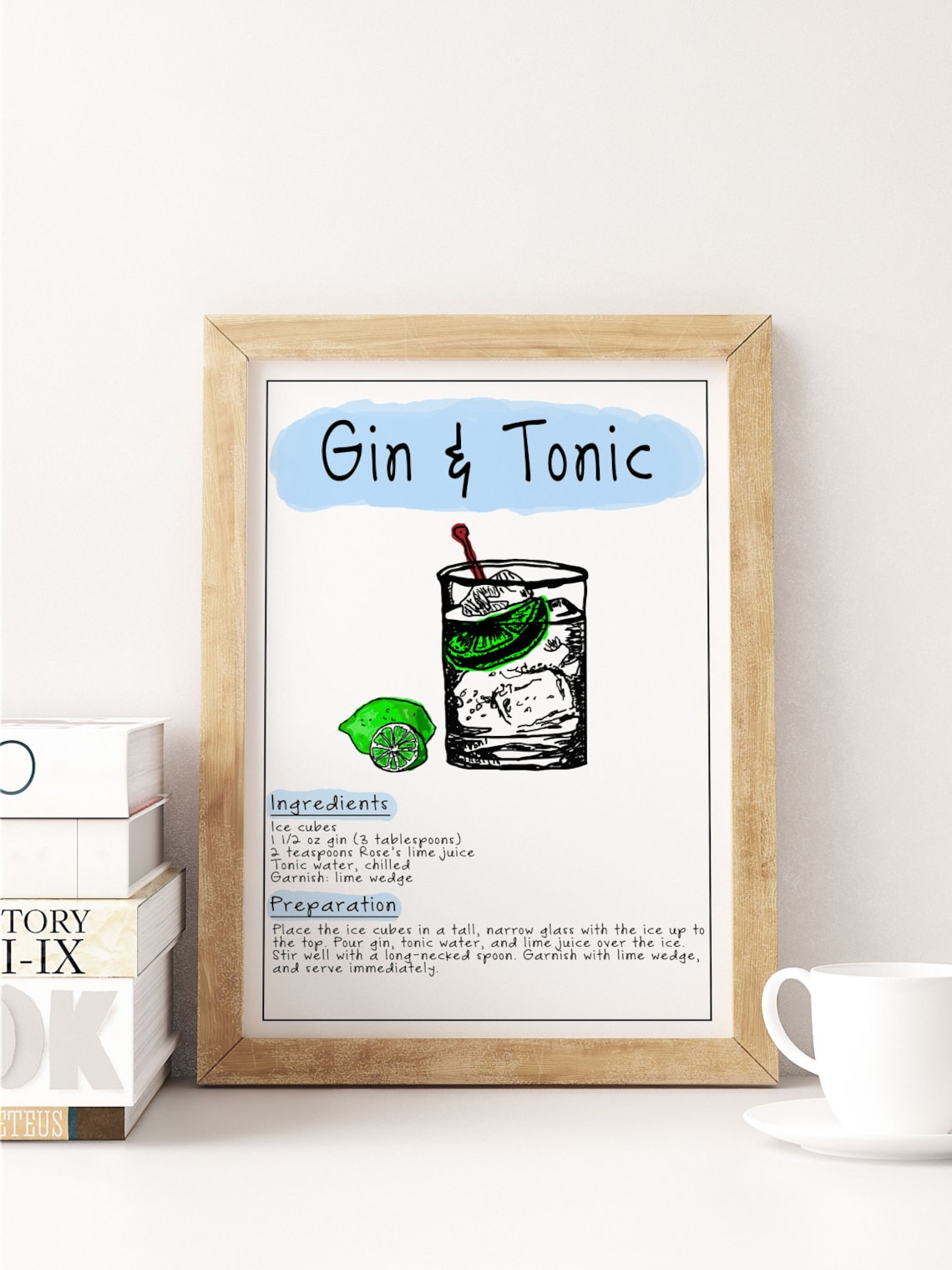 Gin and Tonic Poster Gin and Tonic Kitchen Decor Gin & Tonic Print Bar ...