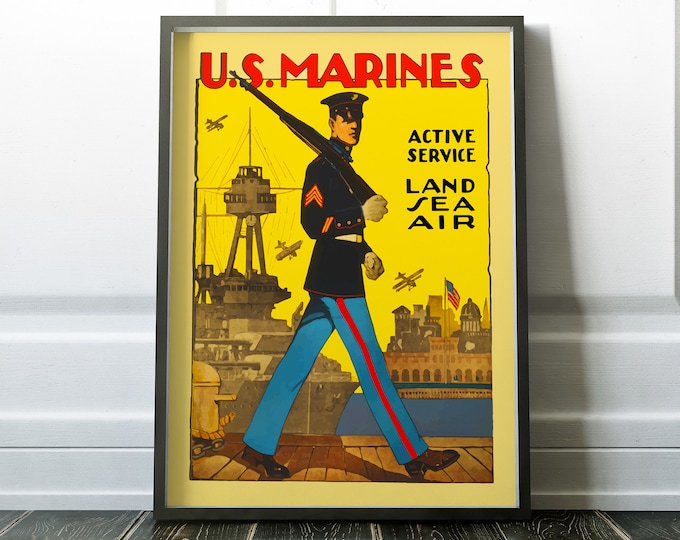 WW2 WWII Marine Poster by James Flagg USMC Original Dated 1942 - Etsy