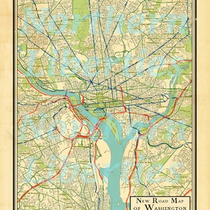 Vintage Retro Design Map of Washington DC Vintage Looking - Etsy