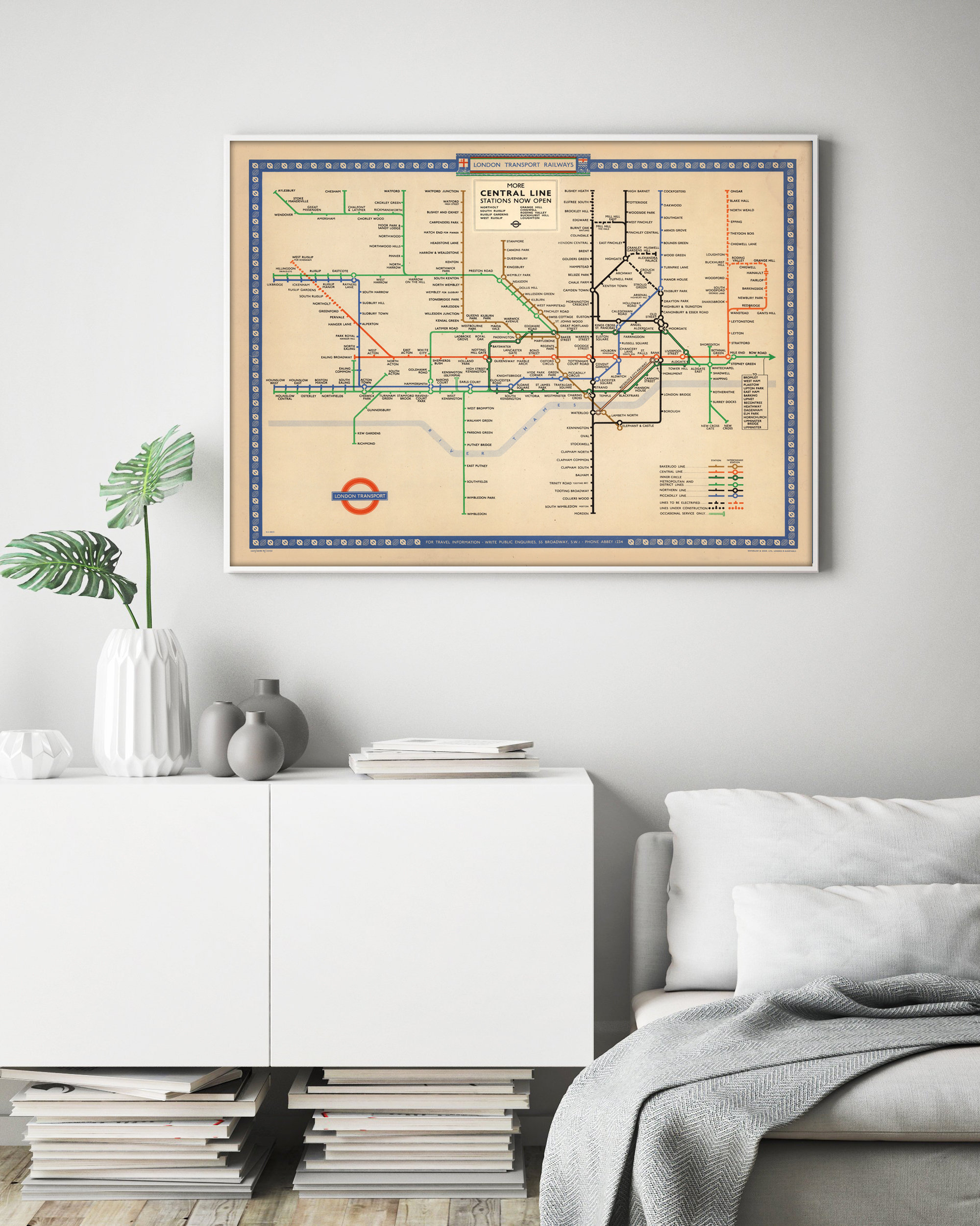 Old Map of London Underground System, Vintage Underground Map, Antique ...