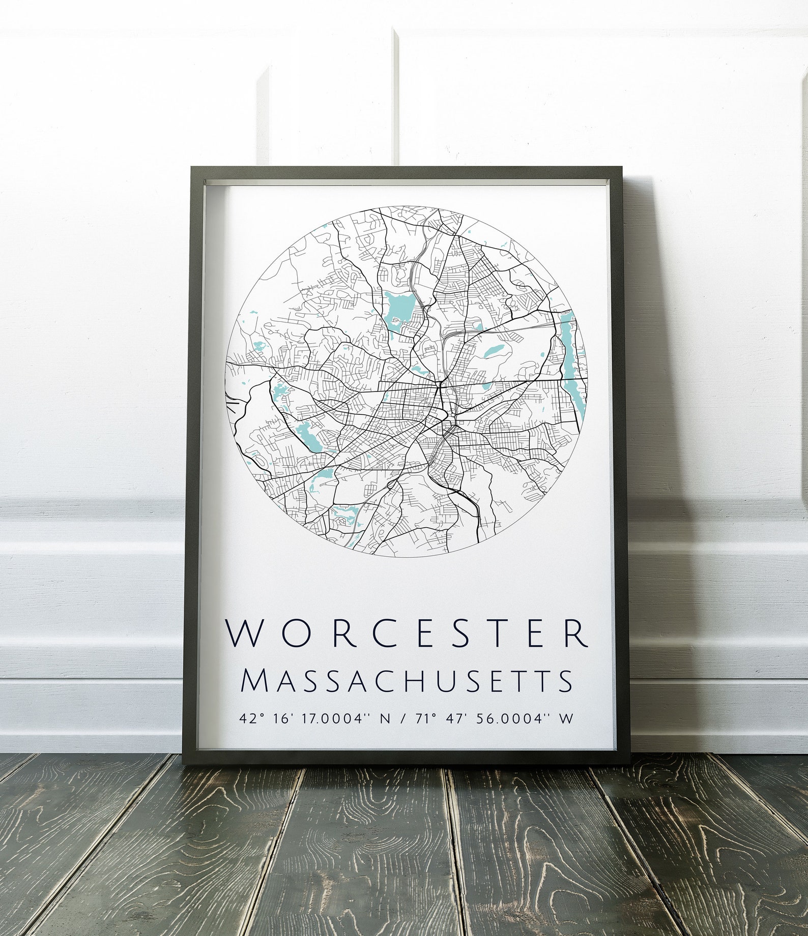 Worcester Map Any City Map Worcester Custom Map Print | Etsy