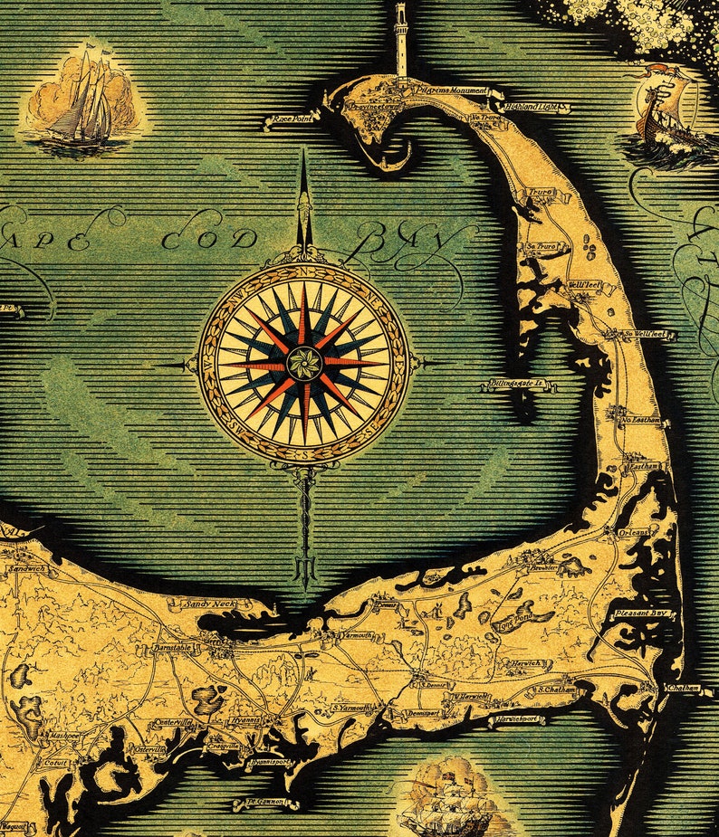 Old Map of Cape Cod 1931 Antique Map of Cape Cod Retro Map - Etsy