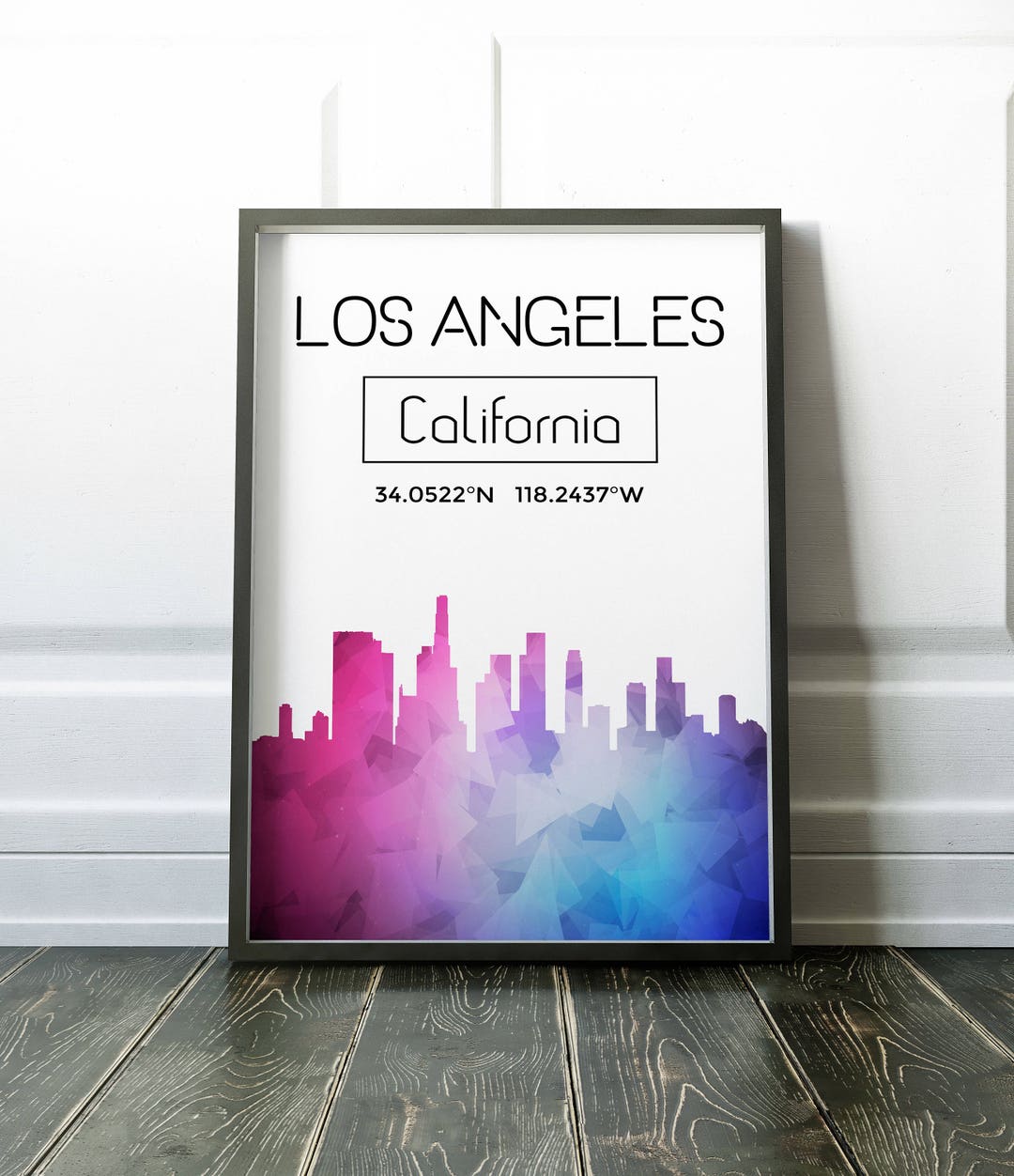Los Angeles Skyline Poster, Los Angeles Polygonal Poster LA Poster Los ...