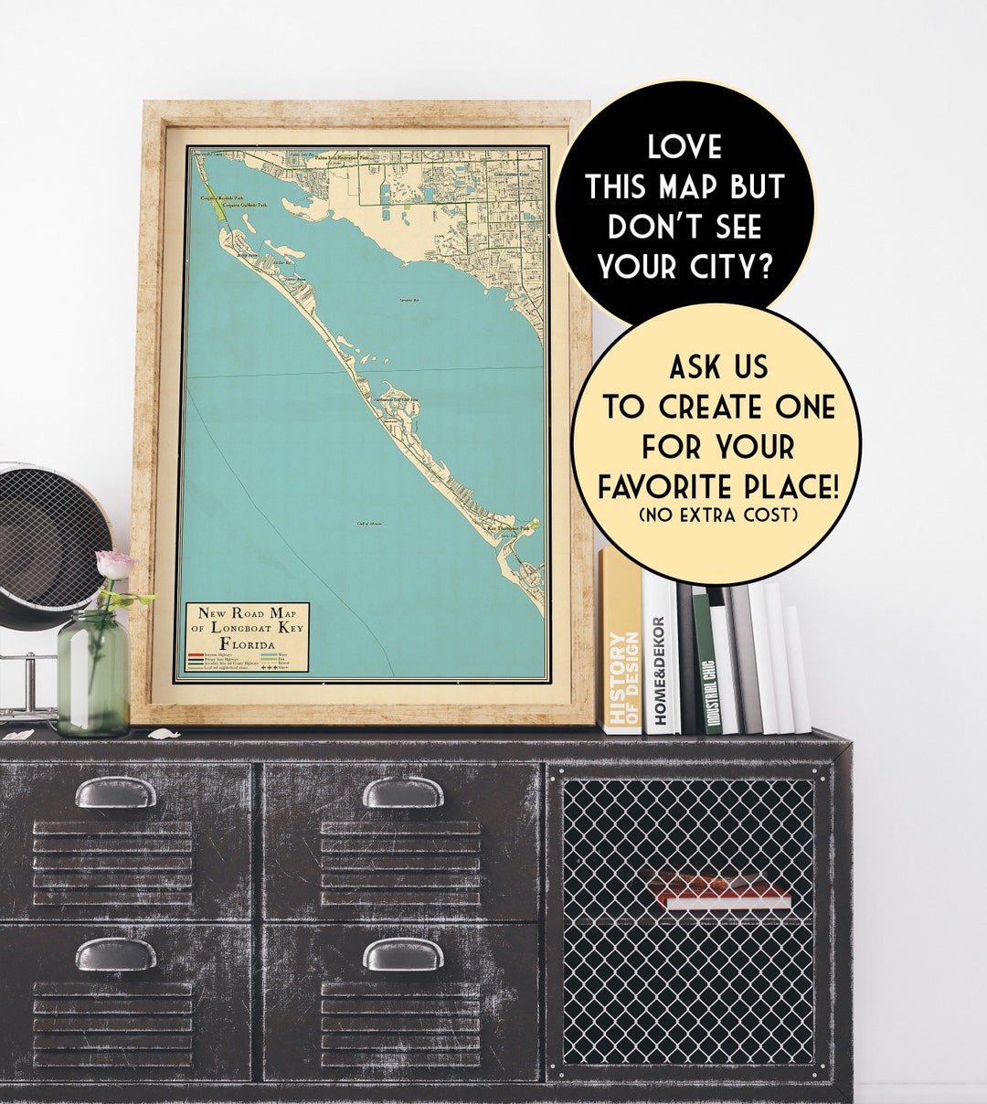 Vintage Retro Design Map of Longboat Key Florida Vintage - Etsy