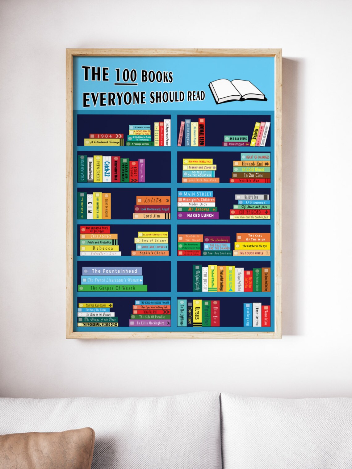 The Book Lover Reading List Poster With Checkoff Boxes, the 100 Books ...
