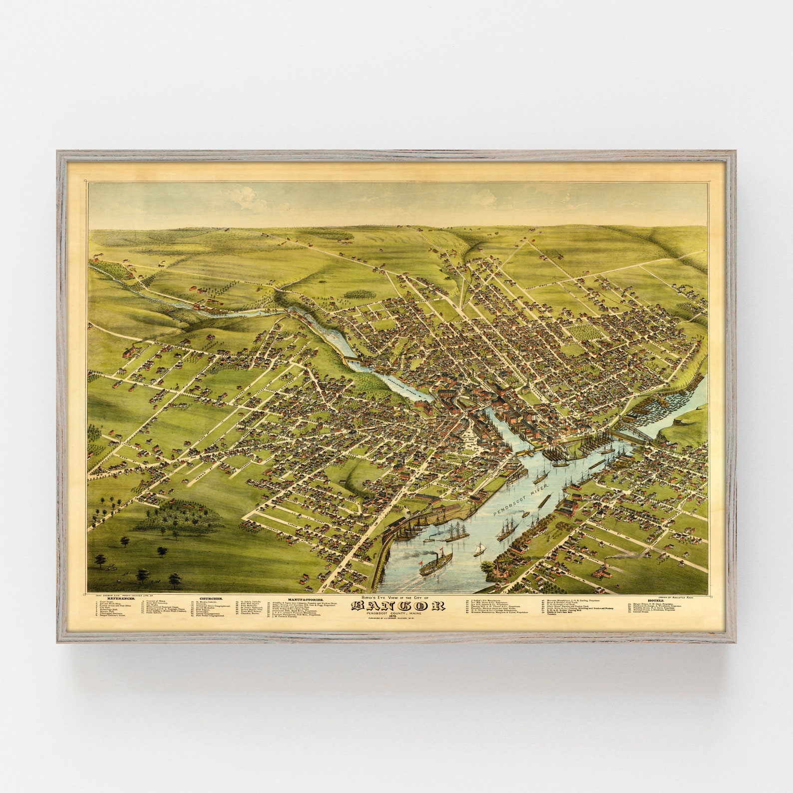 Old Map of Bangor, Maine 1875 Vintage Bangor Map, Antique Map of Bangor ...